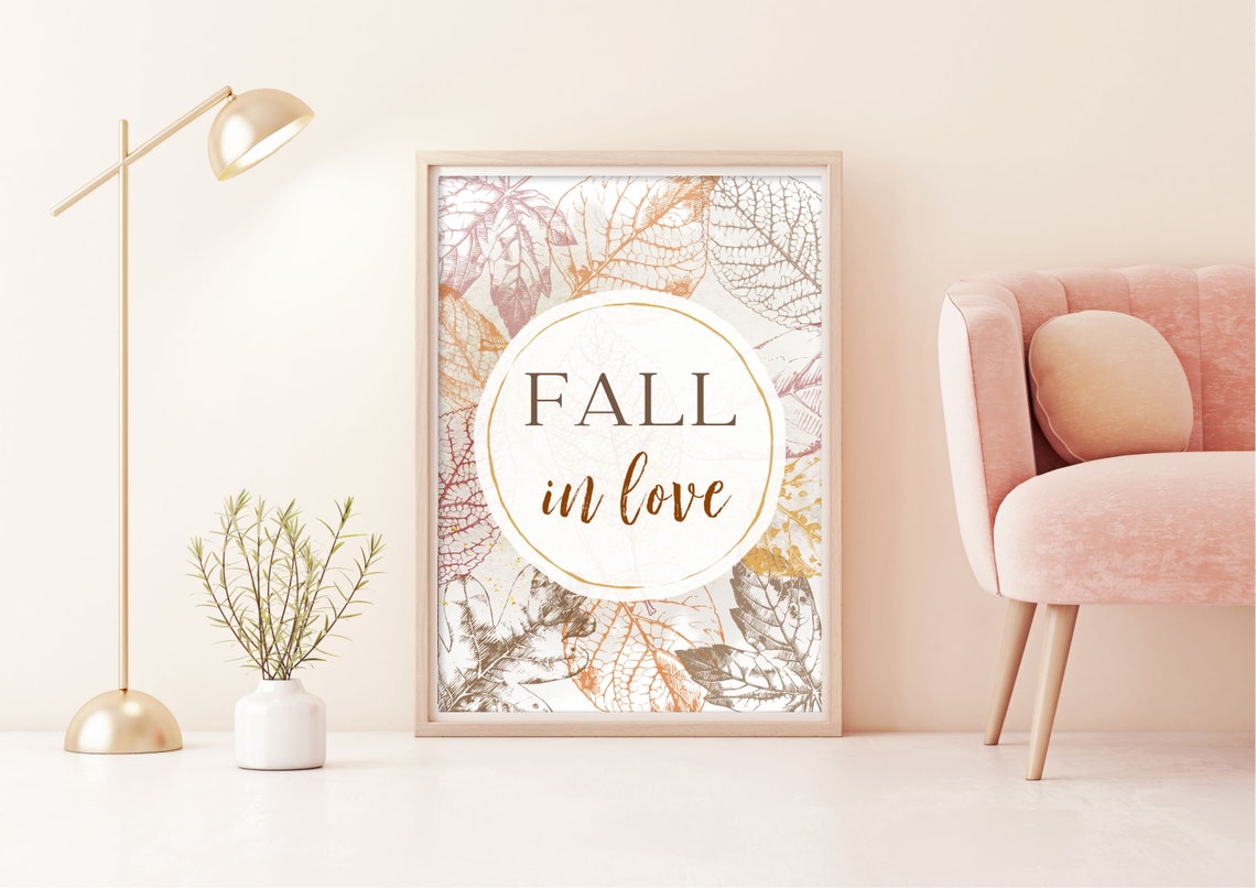 Fall in Love Wall Art Print, Fall Wall Art Printable, Fall Wall Decor ...