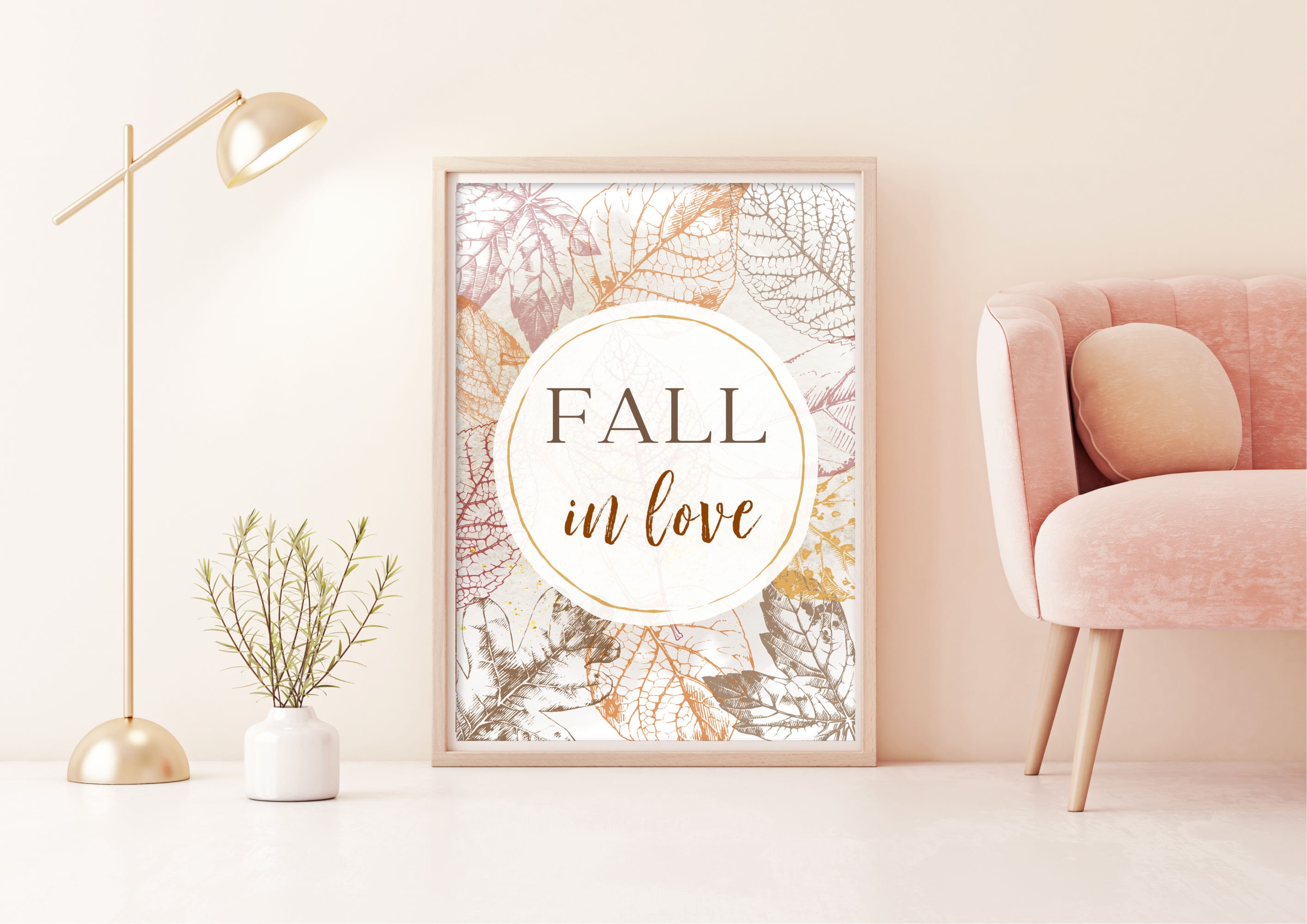 Fall in Love Wall Art Print, Fall Wall Art Printable, Fall Wall Decor, Autumn Wall Art Printable ...