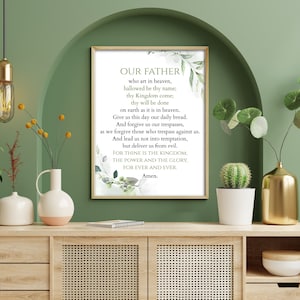The Lord's Prayer Printable, Our Father Prayer Print, Catholic Prayer ...