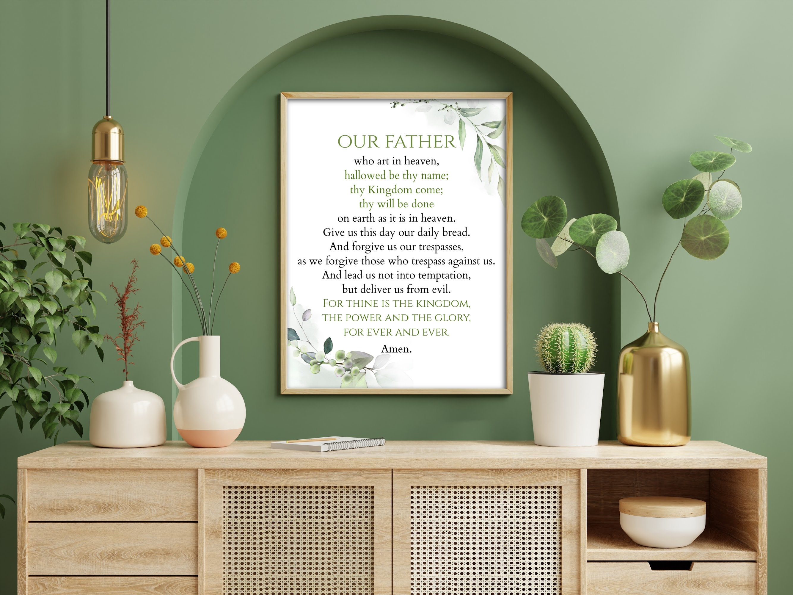 The Lord's Prayer Printable, Our Father Prayer Print, Catholic Prayer ...