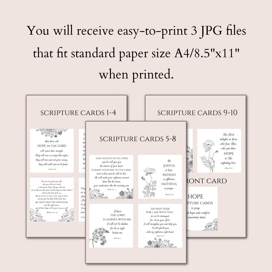 HOPE Scripture Cards Printable, HOPE Bible Verse Cards, Encouraging ...