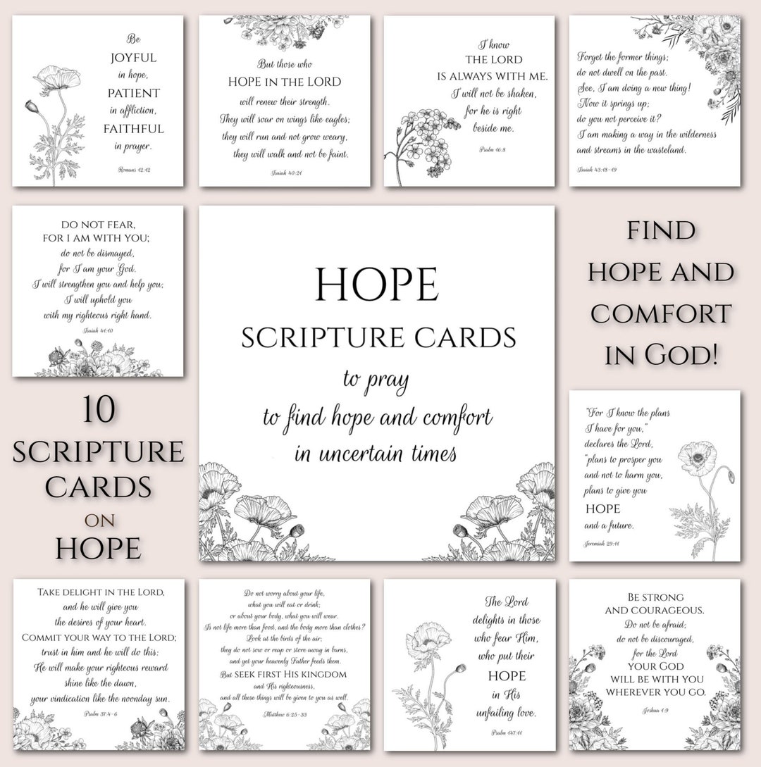 HOPE Scripture Cards Printable, HOPE Bible Verse Cards, Encouraging ...
