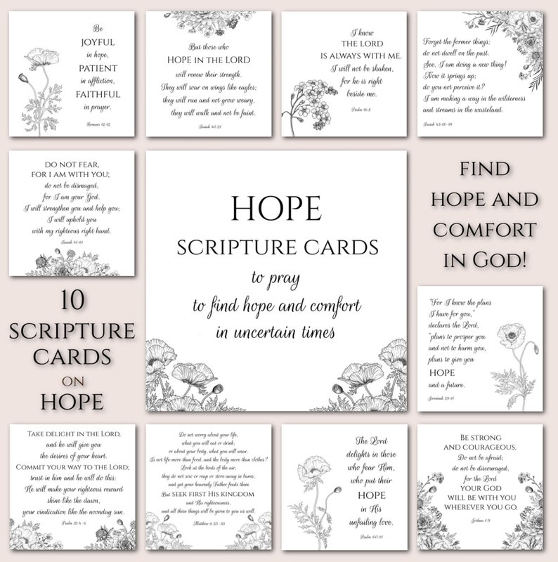 HOPE Scripture Cards Printable, HOPE Bible Verse Cards, Encouraging ...
