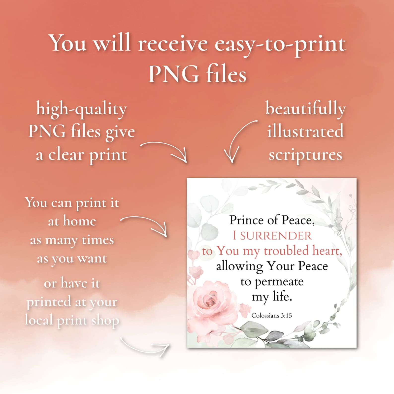 Surrender Bible Verses Cards, Bible Affirmations, Surrender Scripture ...