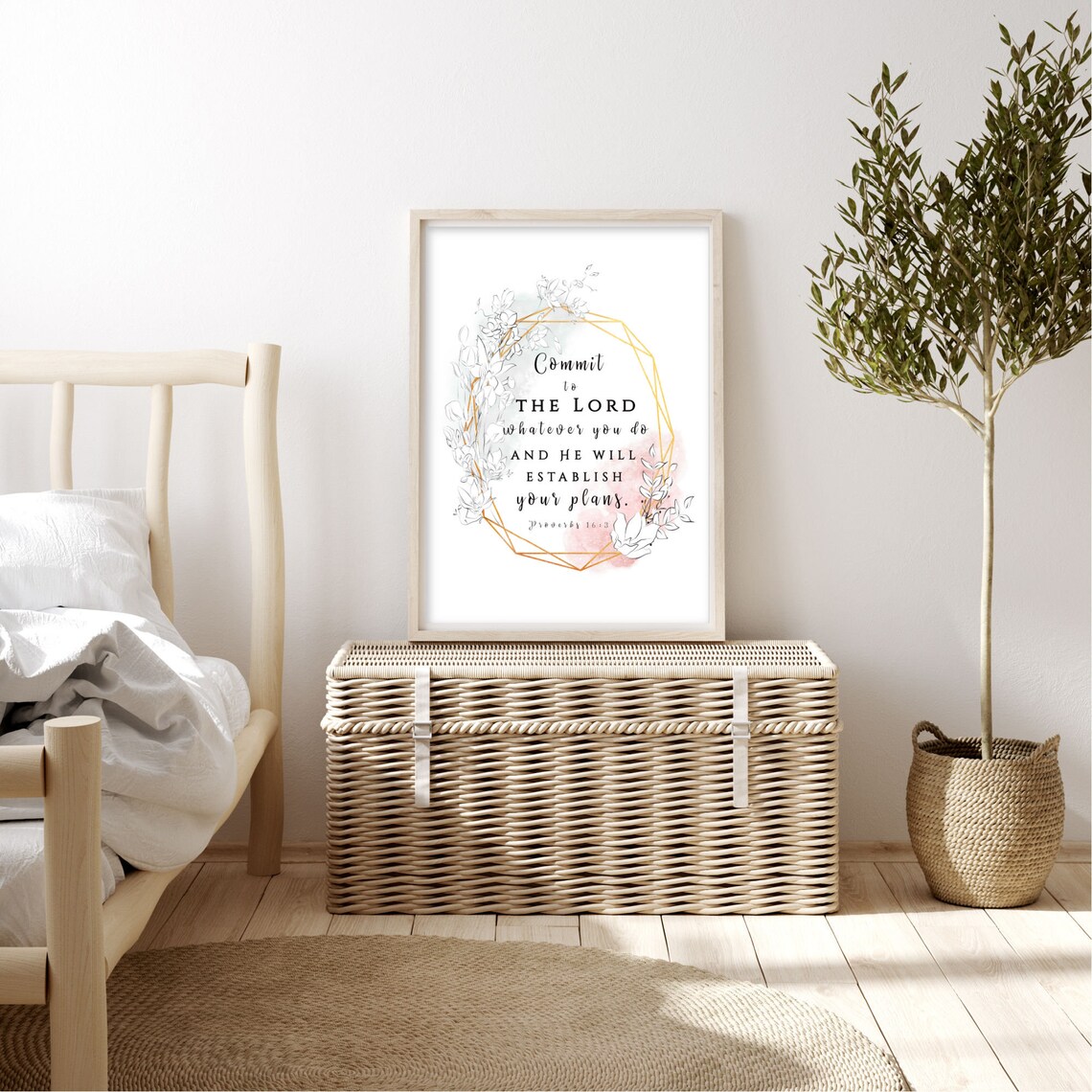 Commit to the Lord Printable Wall Art, Proverbs 16 3, Scripture ...