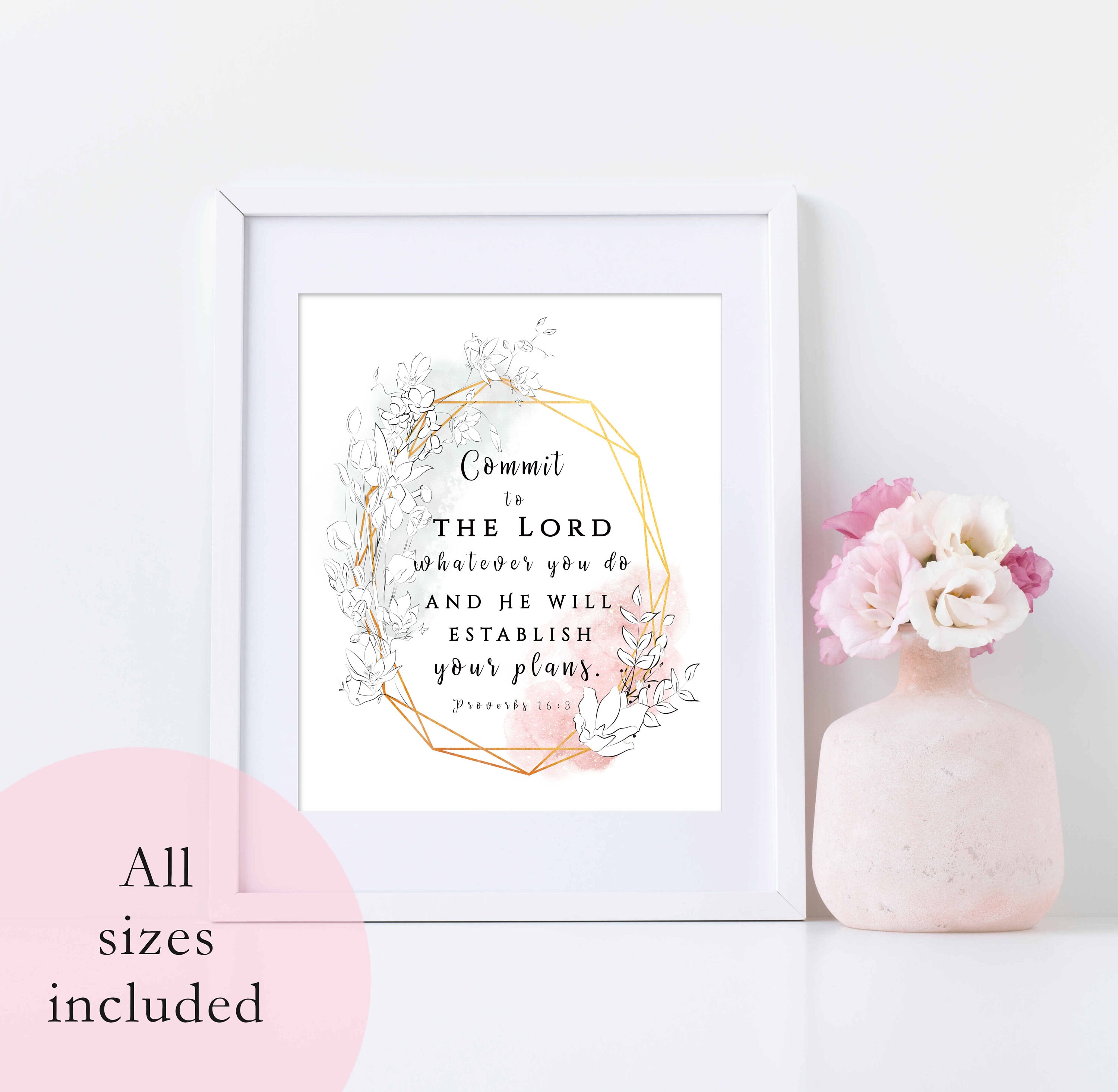 Commit to the Lord Printable Wall Art Proverbs 16 3 - Etsy