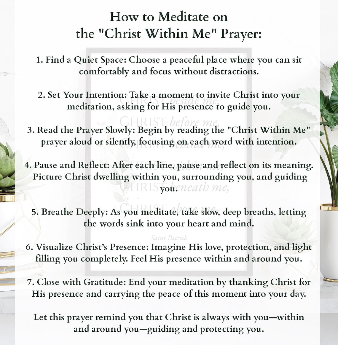 Christ With Me Prayer Printable, St Patrick Breastplate Prayer Digital ...