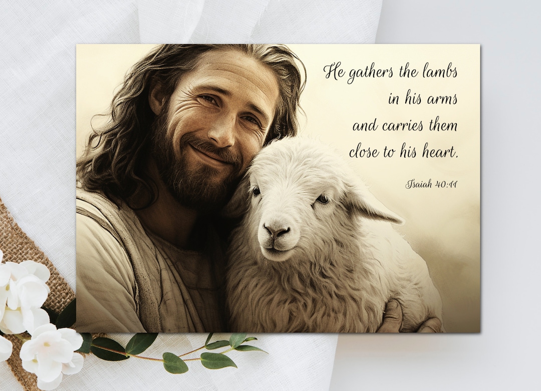 Jesus the Good Shepherd Greeting Card Printable, Christ Greeting Card ...