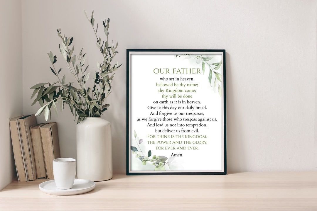 The Lord's Prayer Printable, Our Father Prayer Print, Catholic Prayer ...