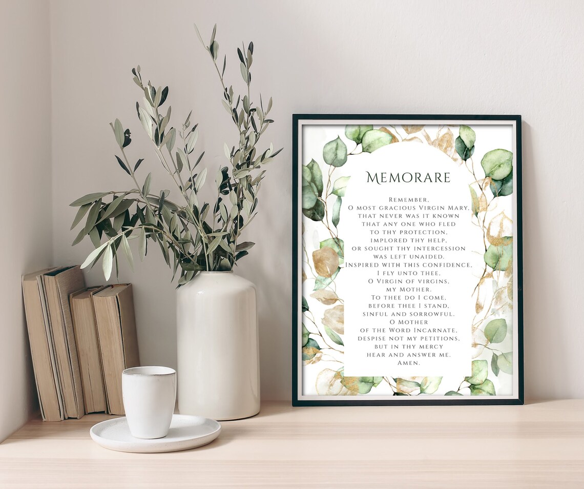 Memorare Prayer to Virgin Mary Printable, Memorare to the Blessed ...