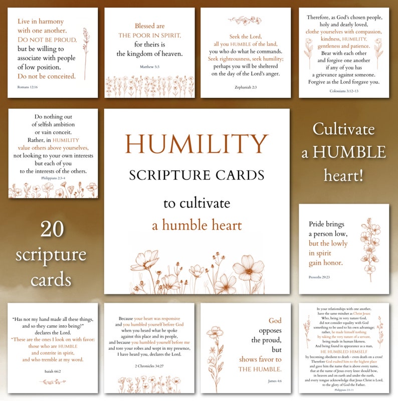 Humility Scripture Cards Printable, Humility Bible Verses Print ...