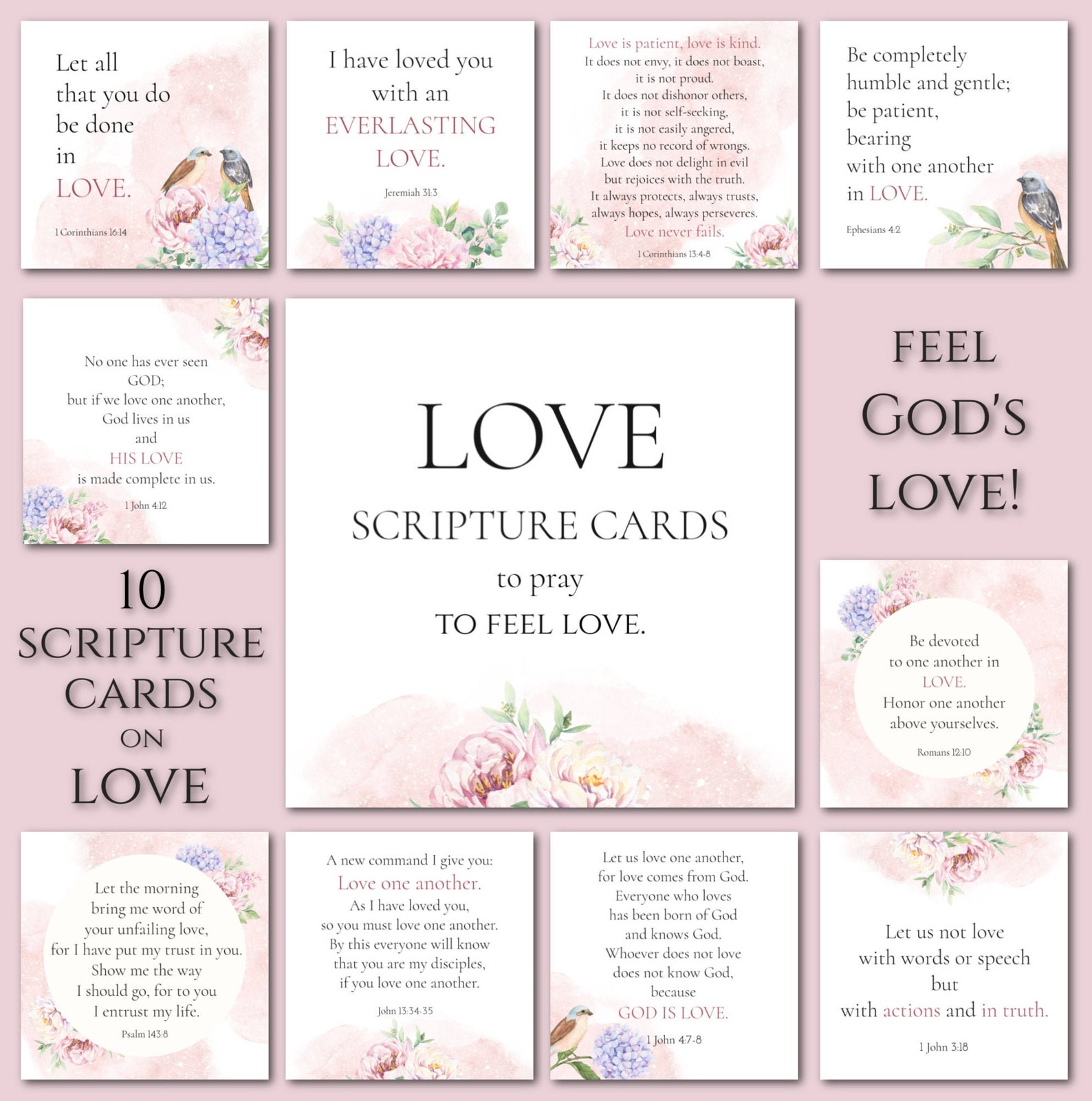 LOVE Scripture Cards Printable, Bible Verse Cards, Scripture Cards ...