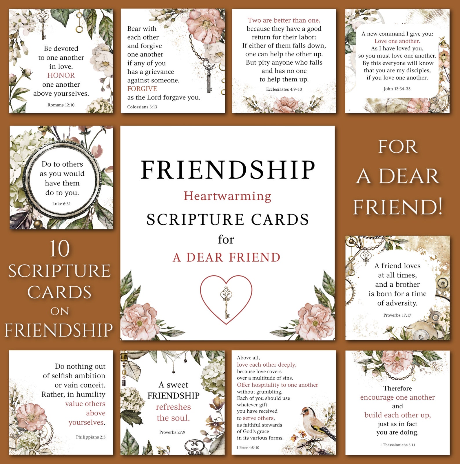 FRIENDSHIP Scripture Cards Printable, Friend Bible Verse Cards ...