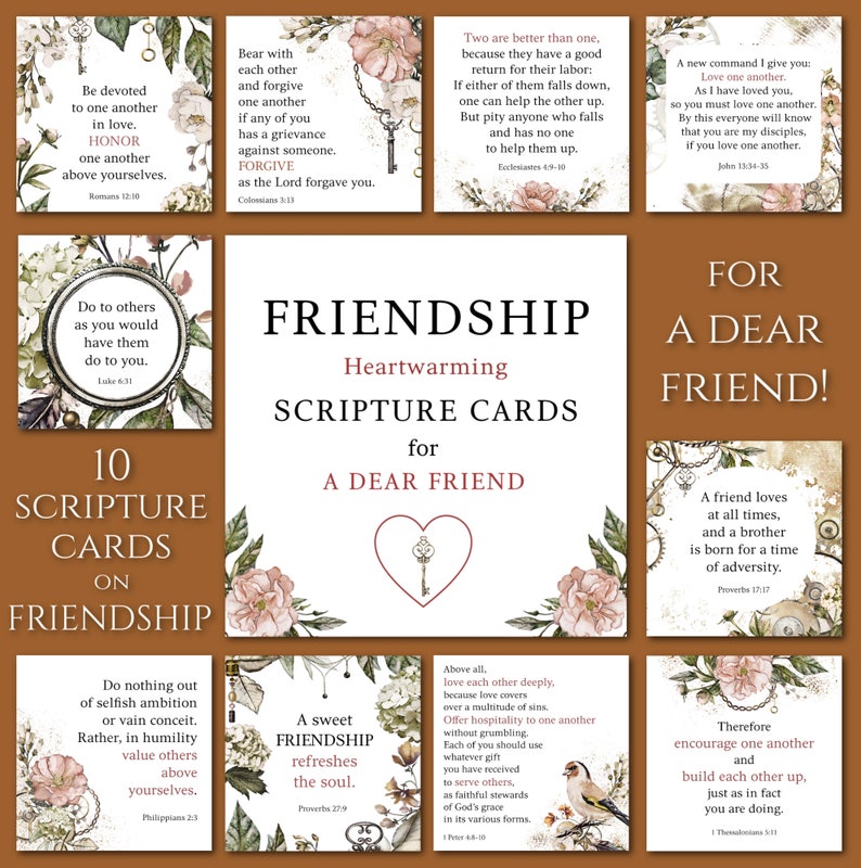 FRIENDSHIP Scripture Cards Printable, Friend Bible Verse Cards ...
