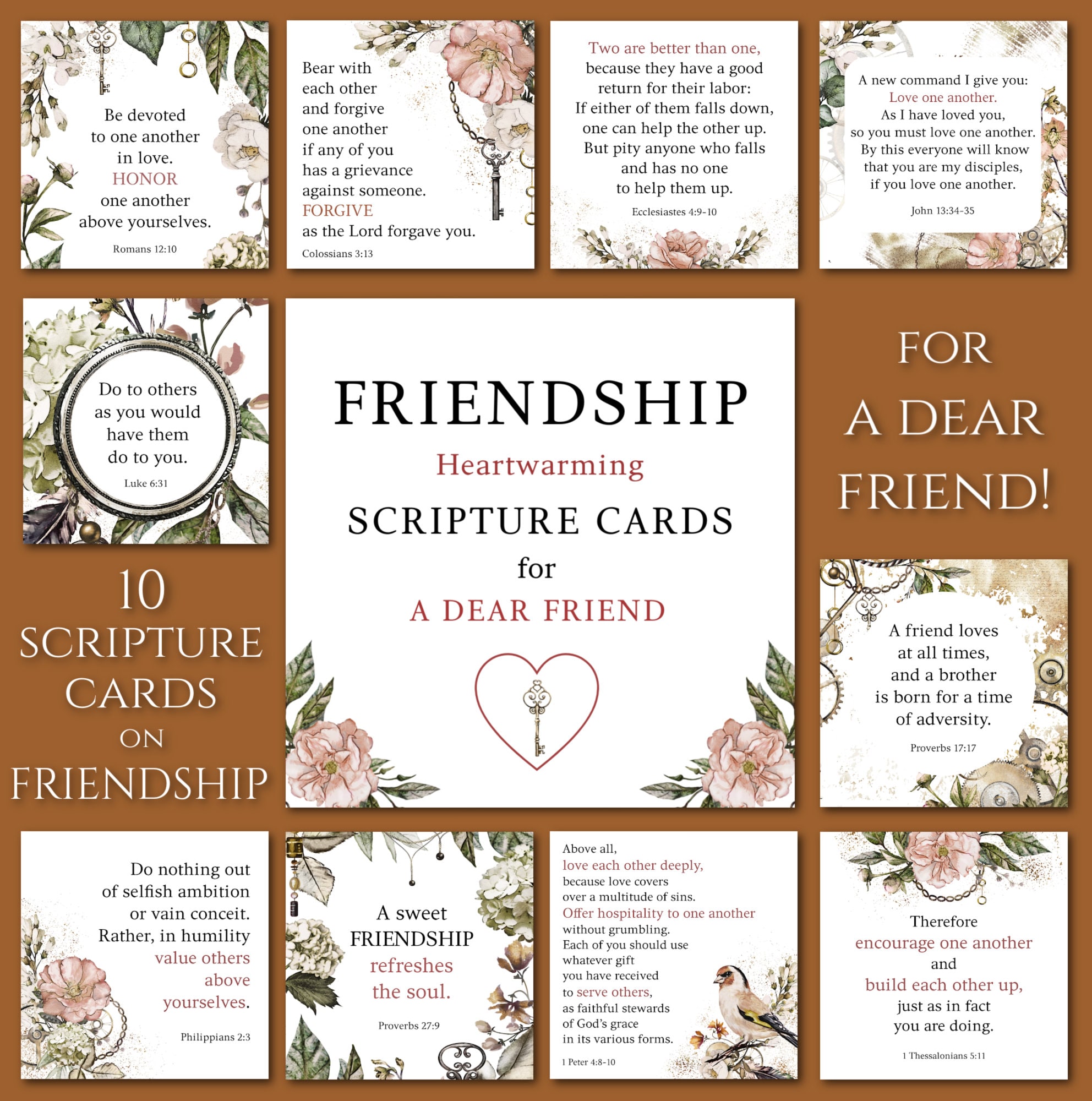 FRIENDSHIP Scripture Cards Printable, Friend Bible Verse Cards ...