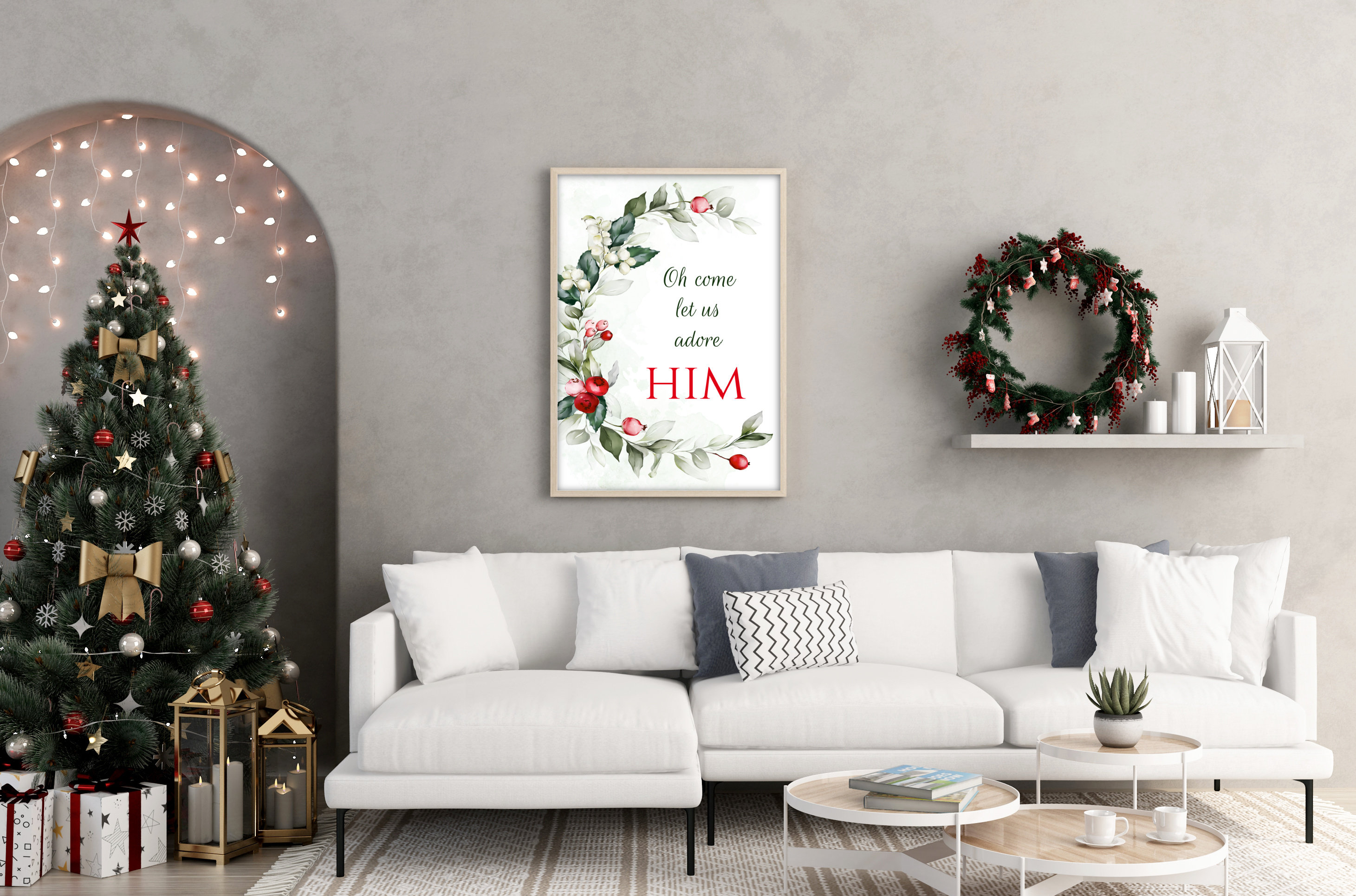 Oh Come Let Us Adore Him Wall Art Printable, Christmas Scripture Wall ...