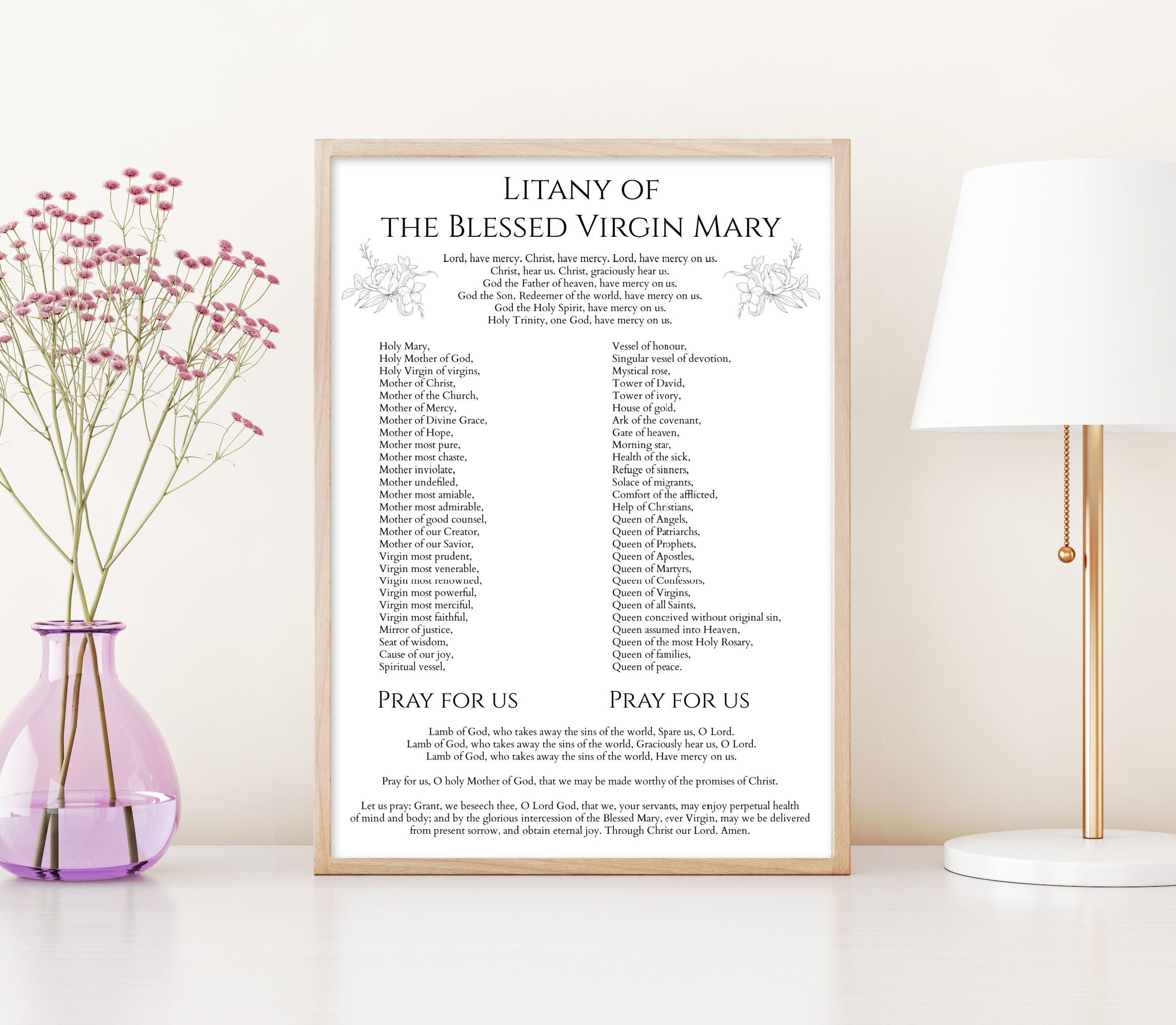 Litany of the Blessed Virgin Mary Prayer Printable, Catholic Prayer ...