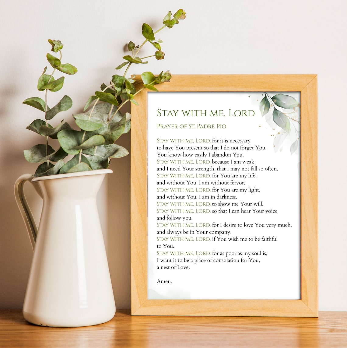 Stay With Me Lord St. Padre Pio Prayer Printable, Padre Pio Prayer ...