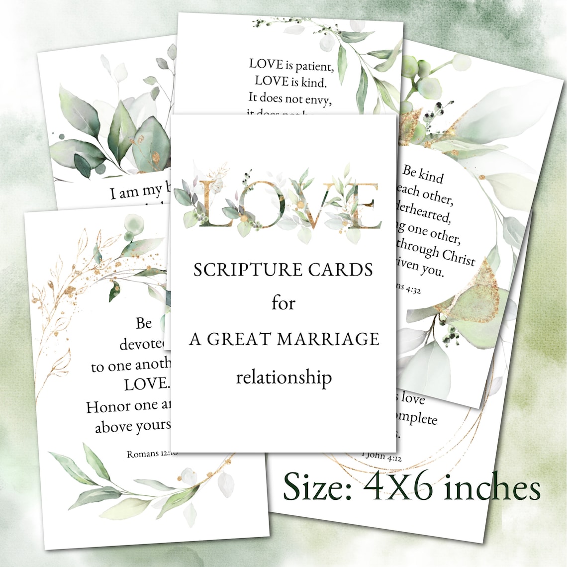 LOVE Scripture Cards Printable, LOVE Bible Verse Cards, Wedding ...