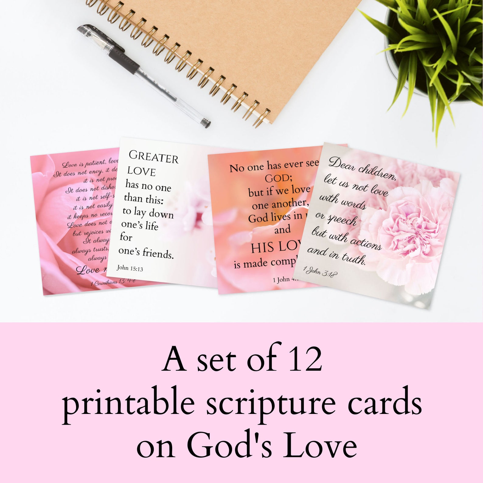 LOVE Scripture Cards Printable, Bible Verse Cards, Scripture Cards ...