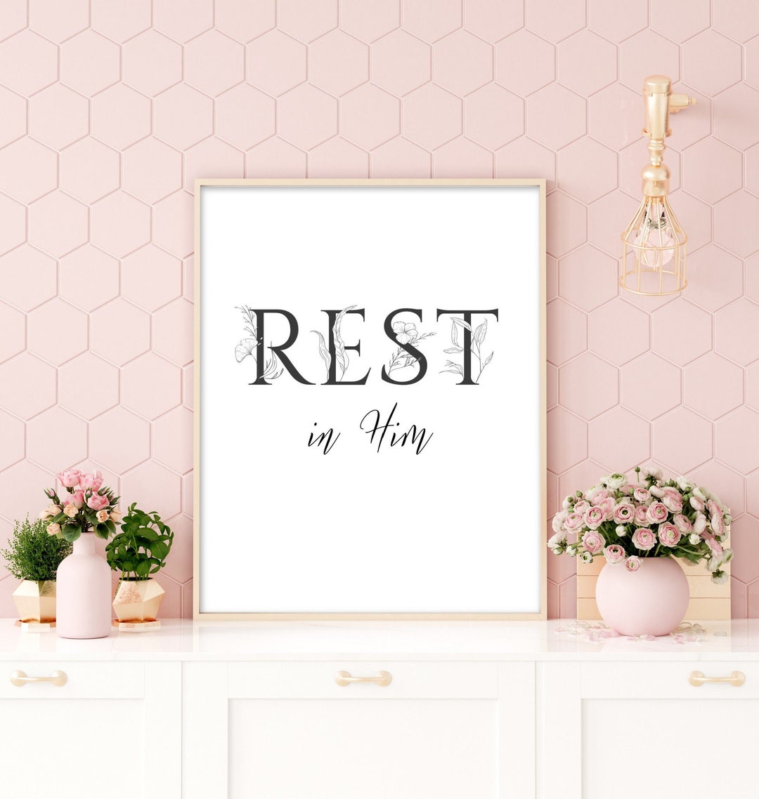 Rest in Him Printable, Rest in Him Wall Art Print, Rest in Him Wall ...