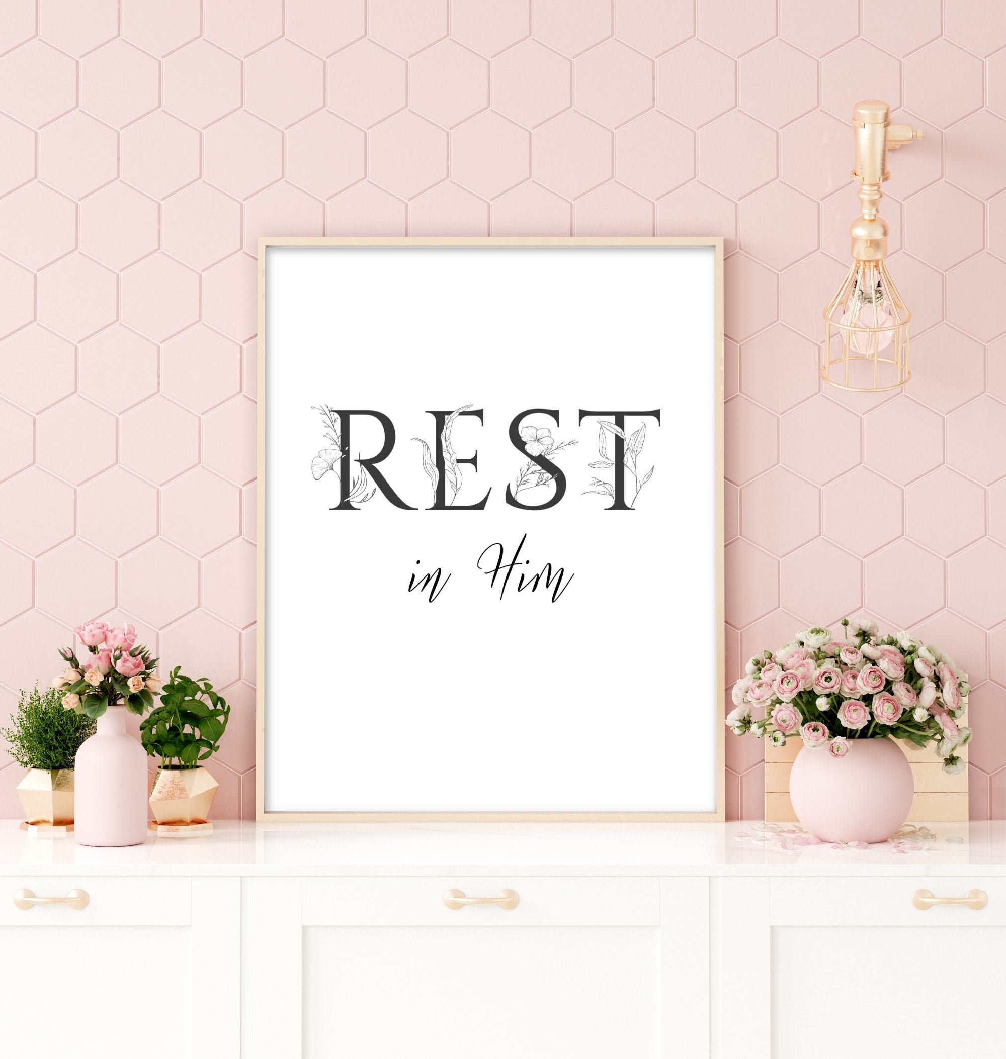 Rest in Him Printable, Rest in Him Wall Art Print, Rest in Him Wall ...