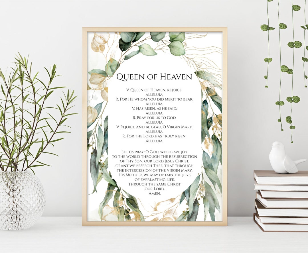 Queen of Heaven Prayer Printable, Regina Caeli Prayer, Catholic Prayer ...