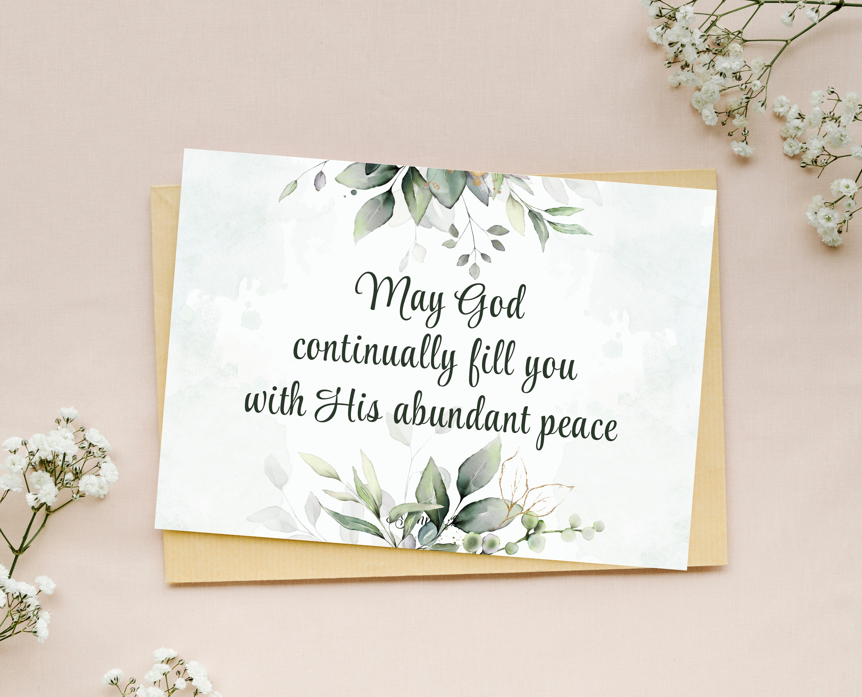 May God Fill You With His Peace Card Printable, Christian Greeting Card ...