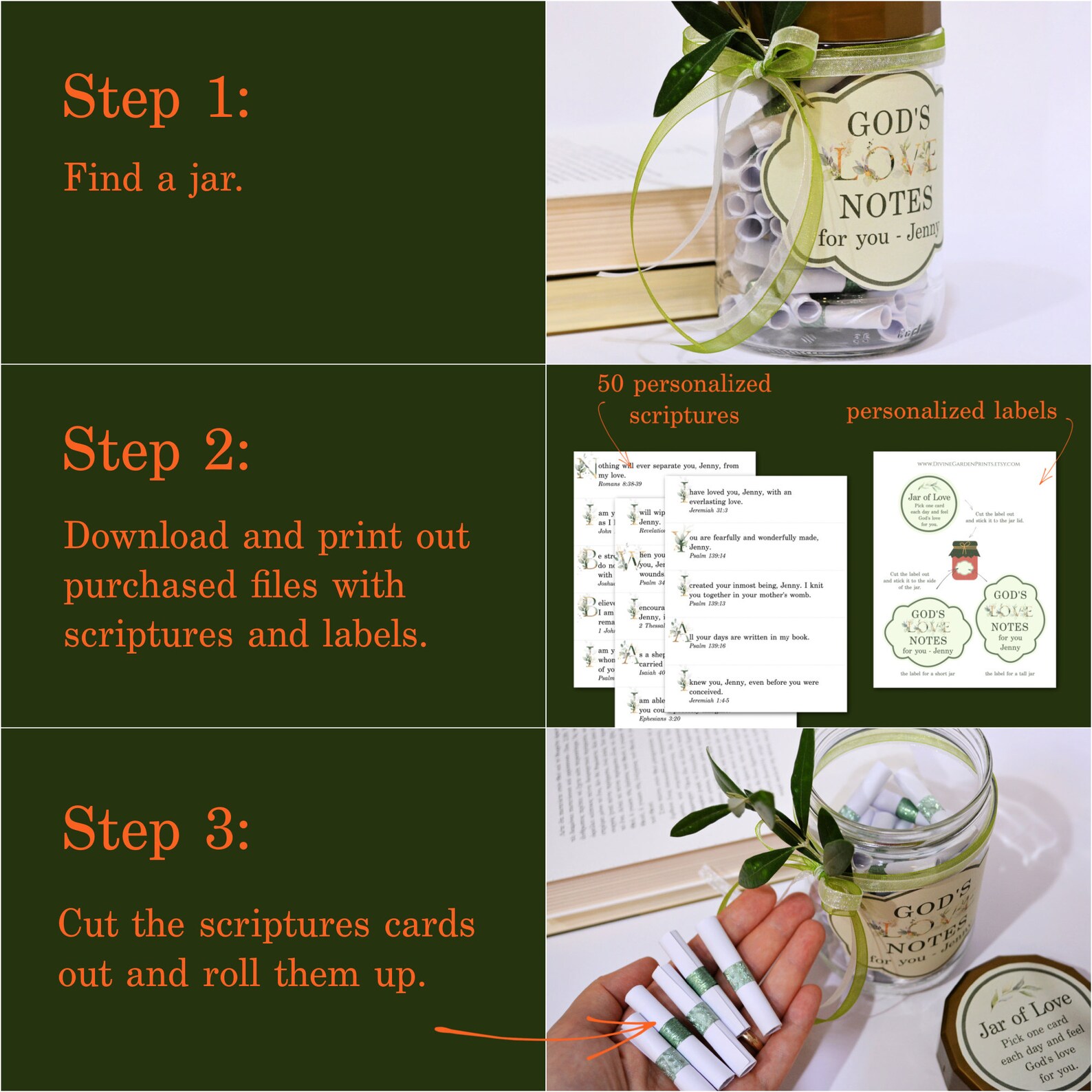 Personalized Scripture Cards Jar DIY, God's Love Notes Scripture Cards ...