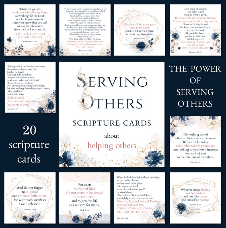Serving Others Scripture Cards Printable, Serving Others Bible Verse ...