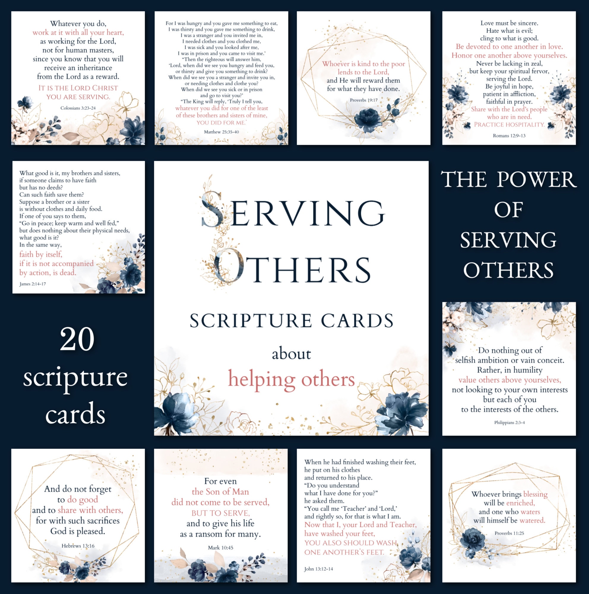 Serving Others Scripture Cards Printable Serving Others Bible - Etsy