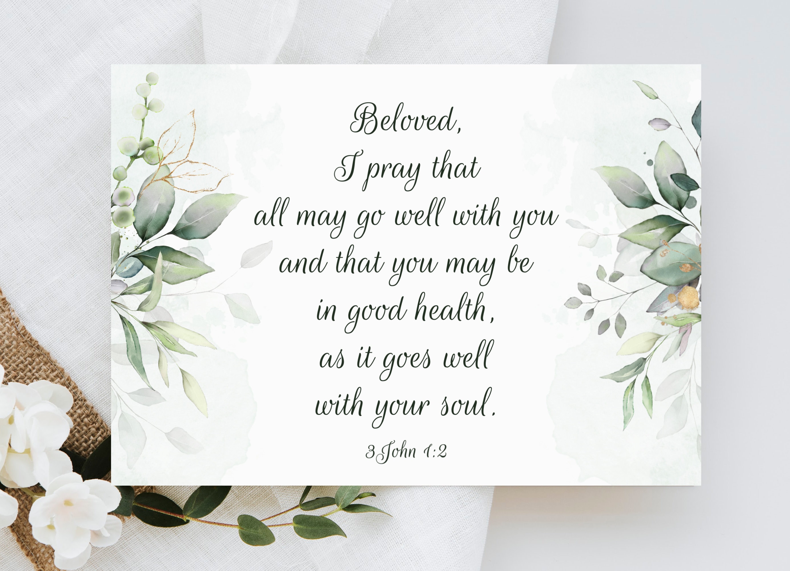 Get Well Soon Card Printable, 3 John 1:2 Greeting Card, Christian Get ...