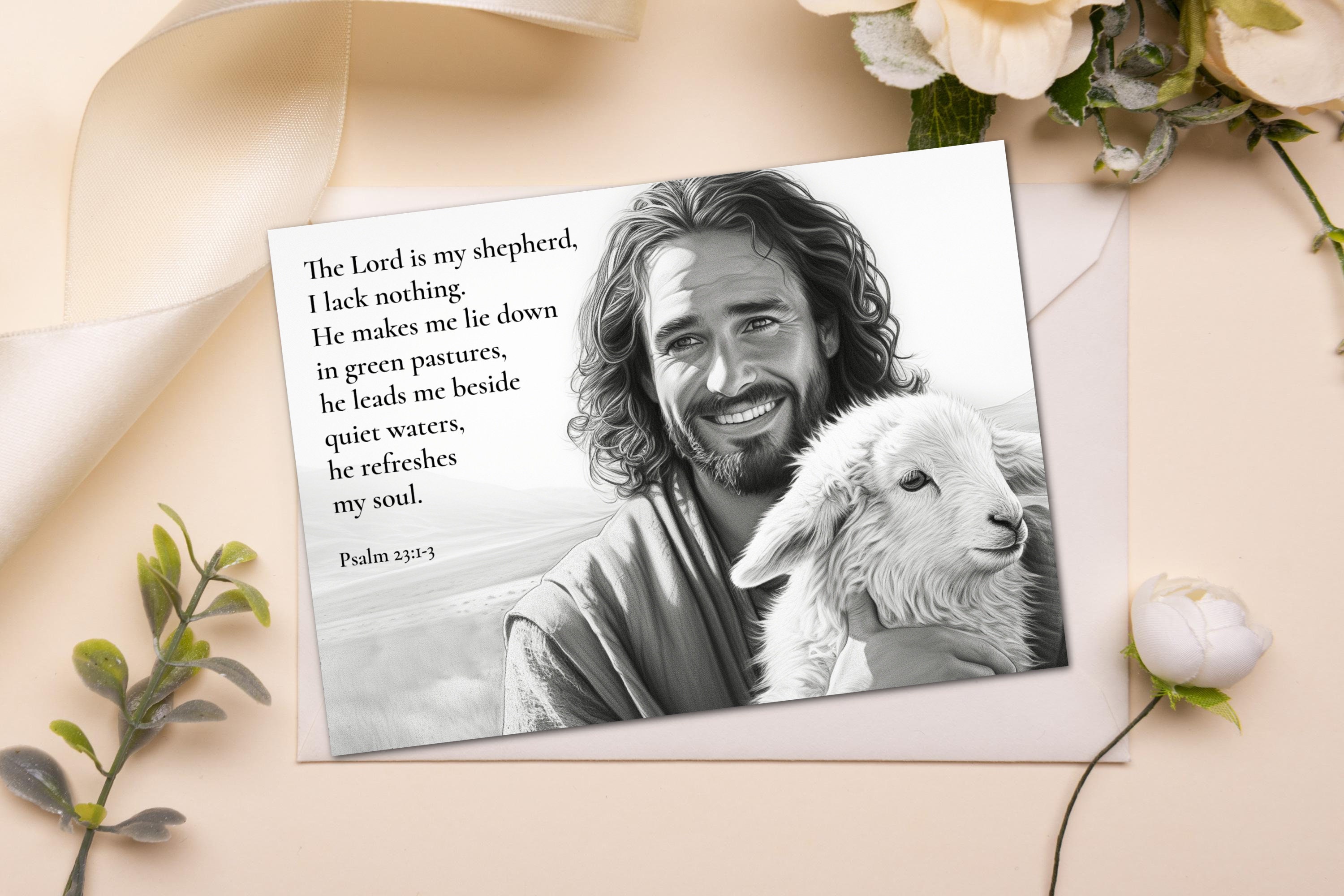 Jesus the Good Shepherd Greeting Card Printable, Christ Greeting Card ...