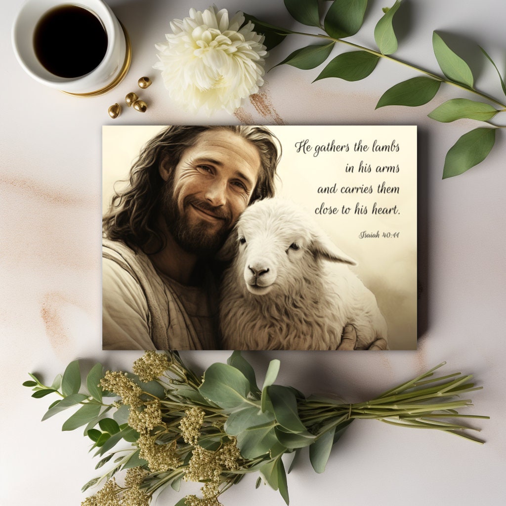 Jesus the Good Shepherd Greeting Card Printable, Christ Greeting Card ...
