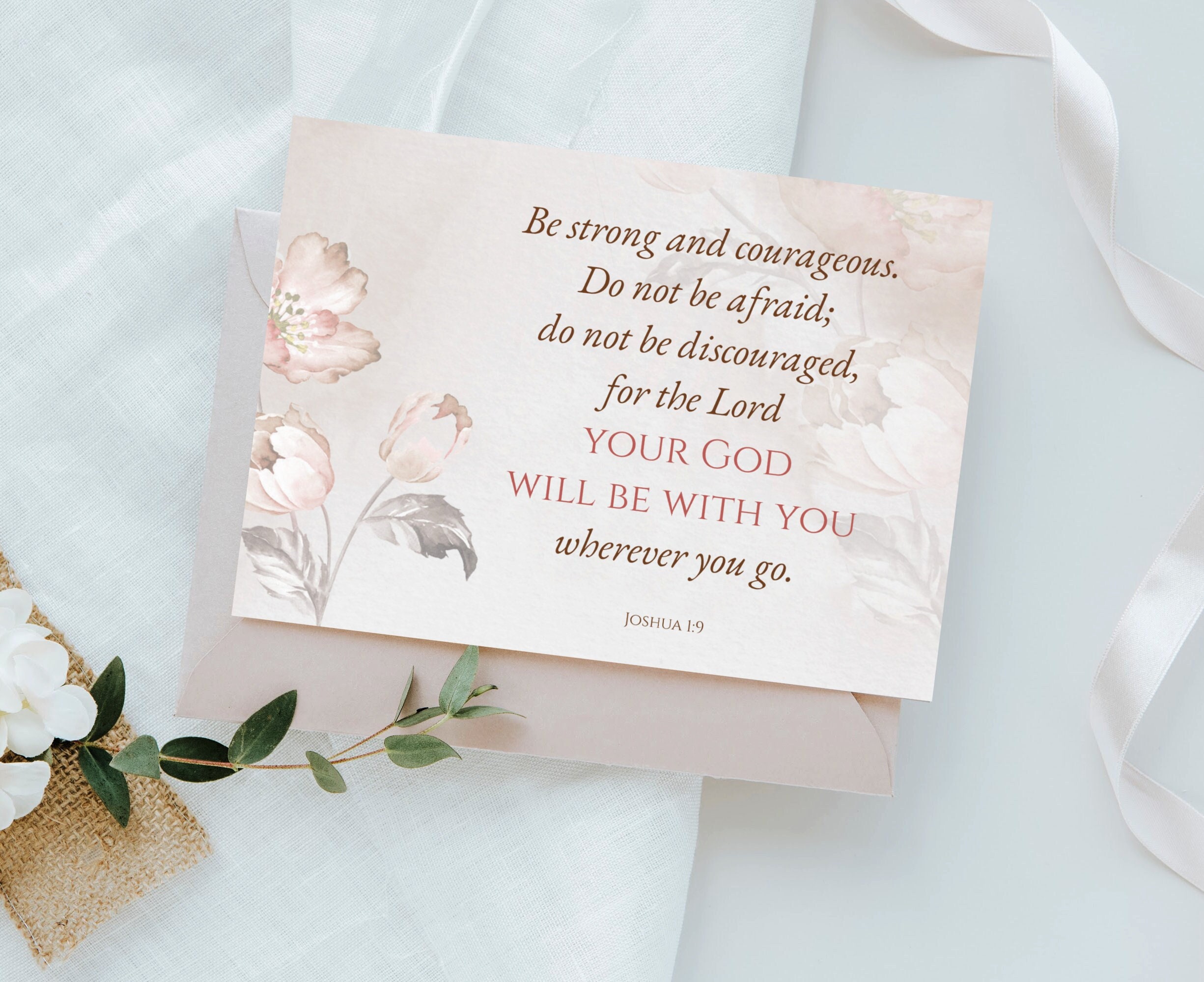 Christian Greeting Card Printable, Joshua 1:9 Greeting Card ...