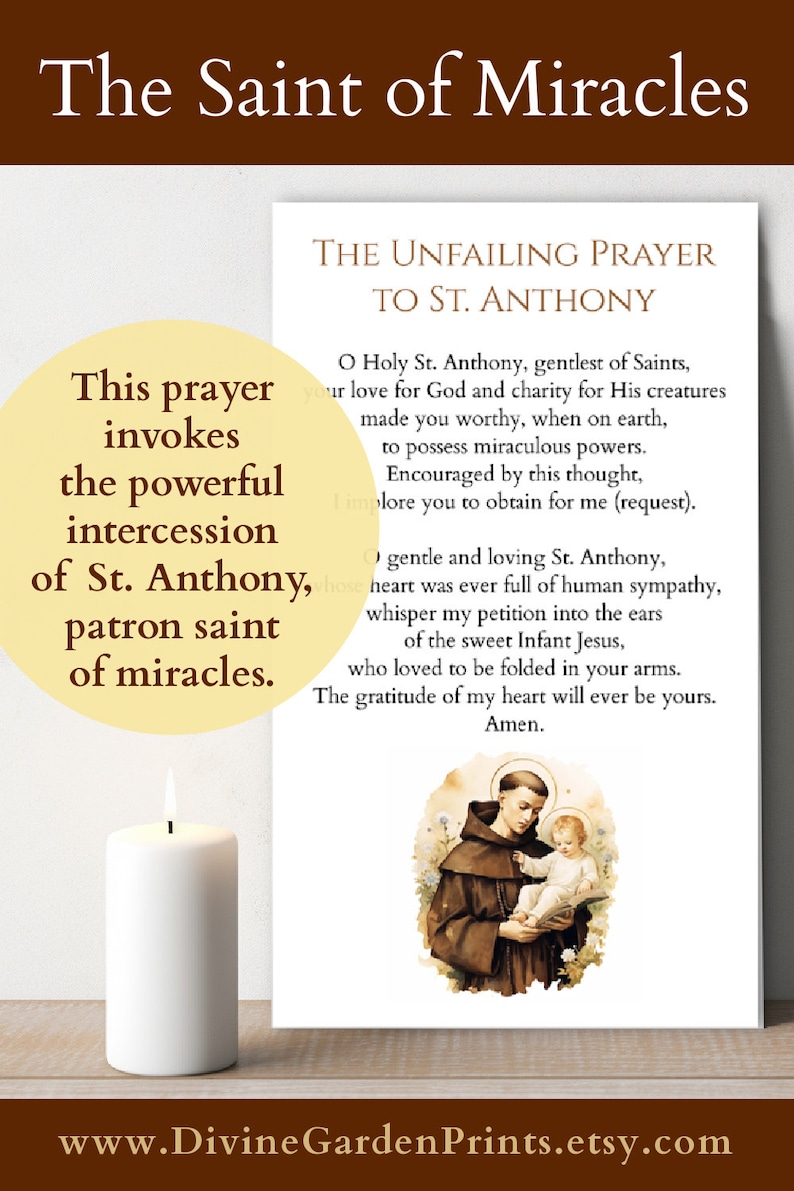 Unfailing Prayer to St. Anthony Printable, St. Anthony of Padua Prayer ...