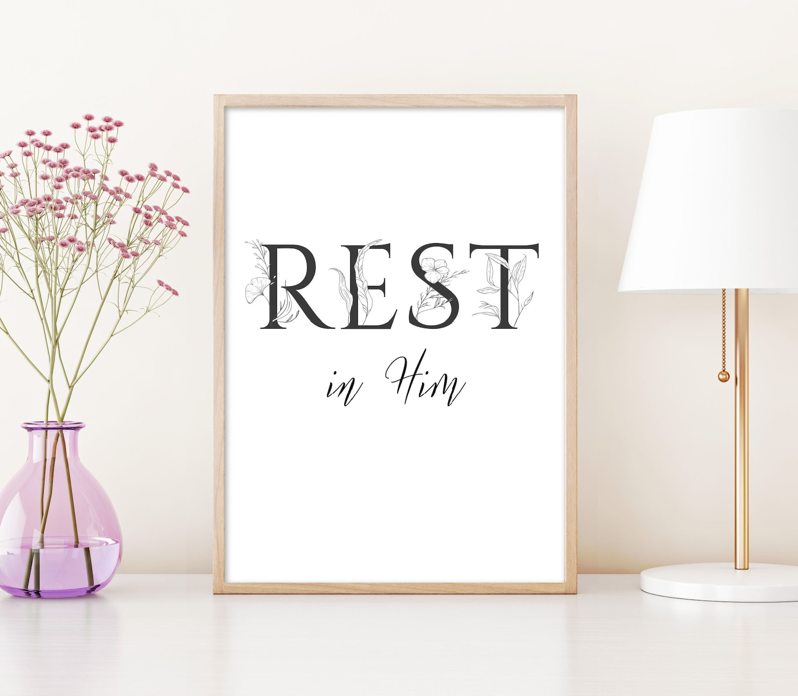 Rest in Him Printable, Rest in Him Wall Art Print, Rest in Him Wall ...