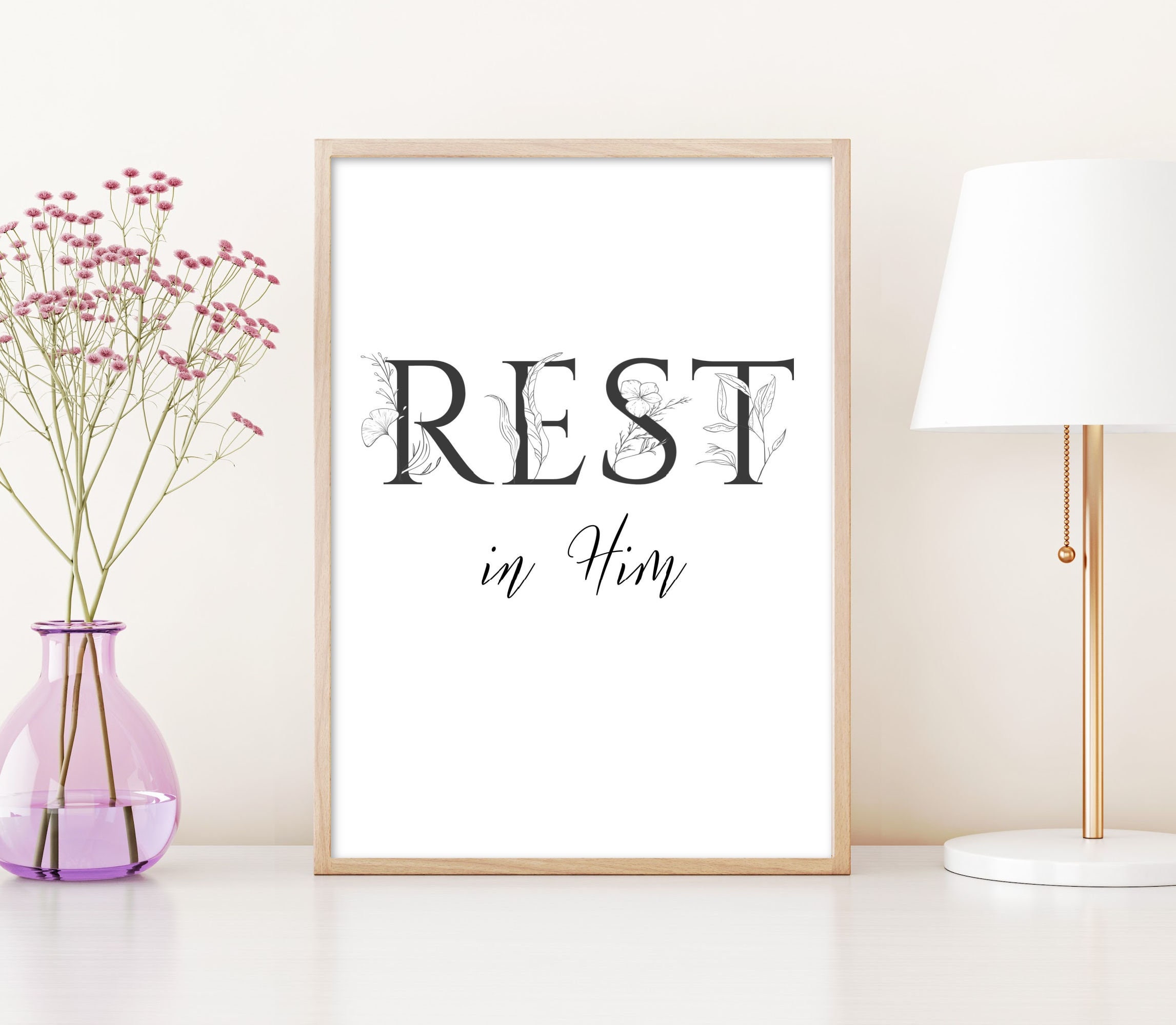 Rest in Him Printable, Rest in Him Wall Art Print, Rest in Him Wall ...