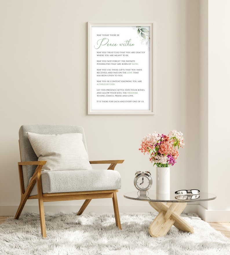 St. Therese Prayer Printable Poster, St. Therese Quote Peace Within Prayer Printable, St. Teresa ...