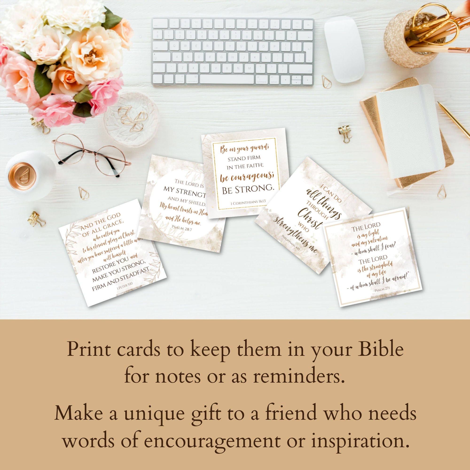 STRENGTH Scripture Cards Printable, Bible Verse Cards, Christian Note ...