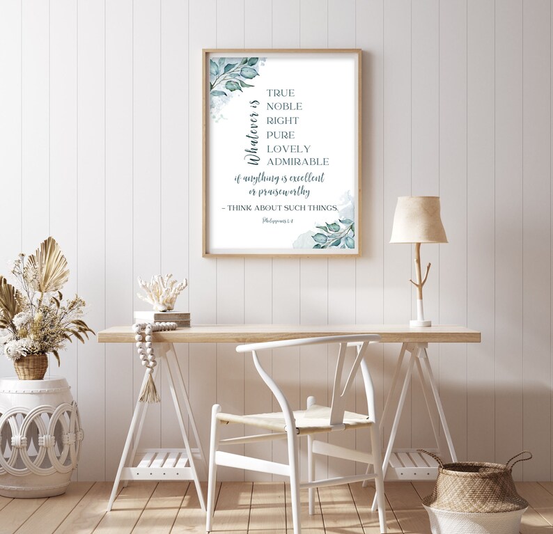 Philippians 4 8 Printable Wall Art, Whatever is True, Scripture Wall ...