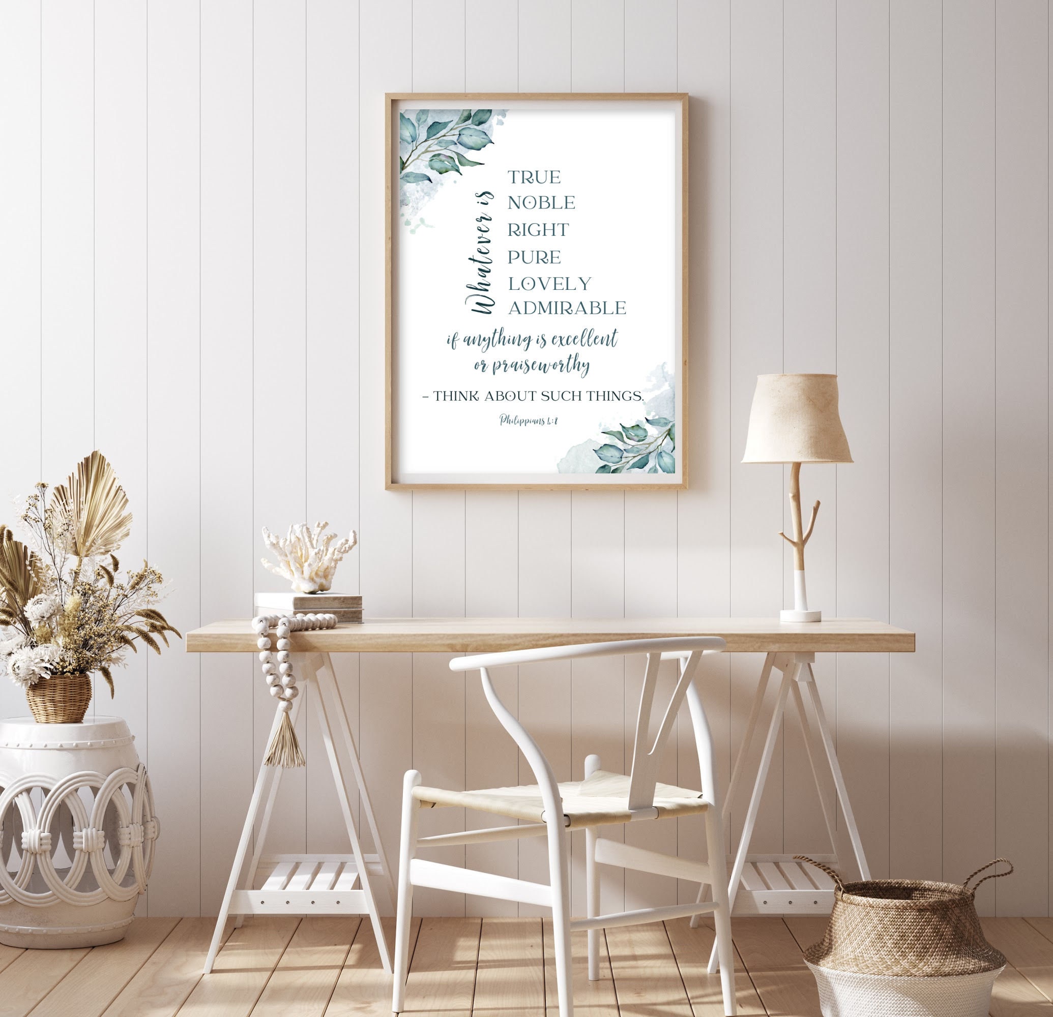 Philippians 4 8 Printable Wall Art, Whatever is True, Scripture Wall ...