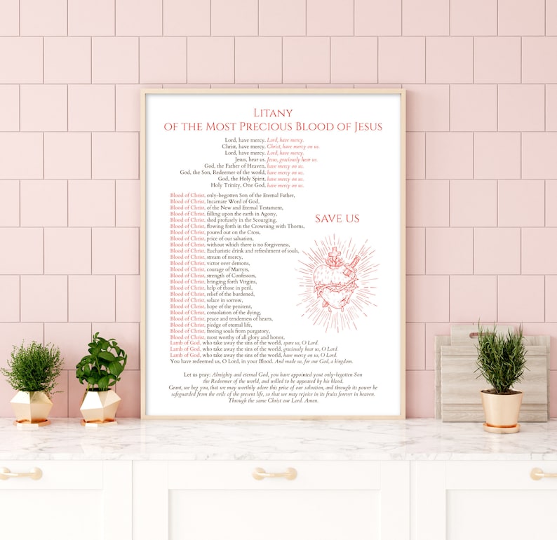 Litany of the Most Precious Blood of Jesus Prayer Printable - Etsy
