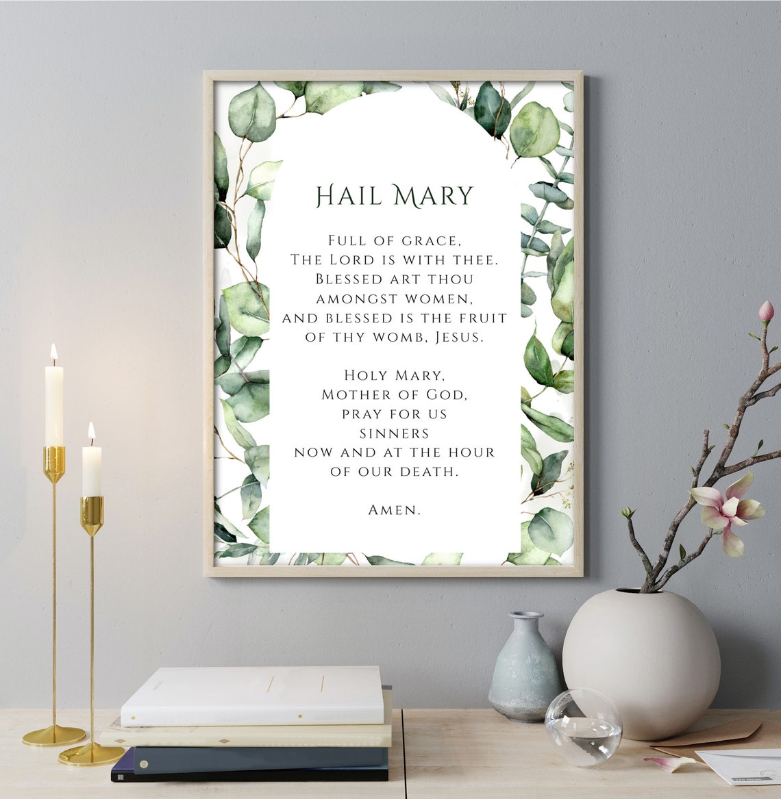 Hail Mary Prayer Printable, Hail Mary a Wall Art, Hail Mary Print ...
