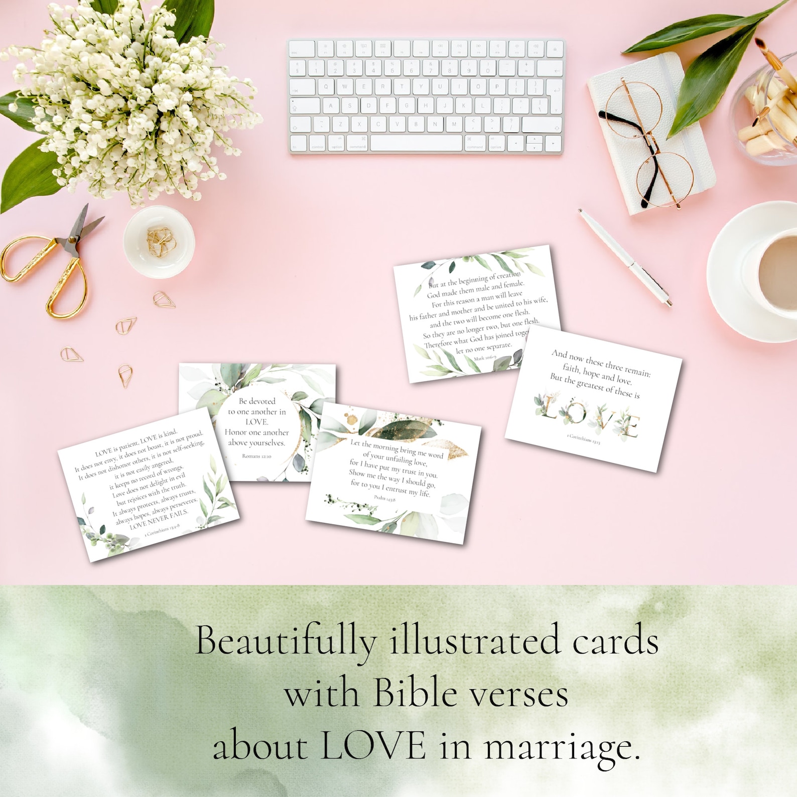 LOVE Scripture Cards Printable, LOVE Bible Verse Cards, Wedding ...