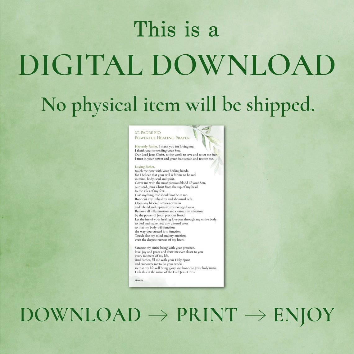 St. Padre Pio Healing Prayer Card Printable, Padre Pio Prayer Card ...
