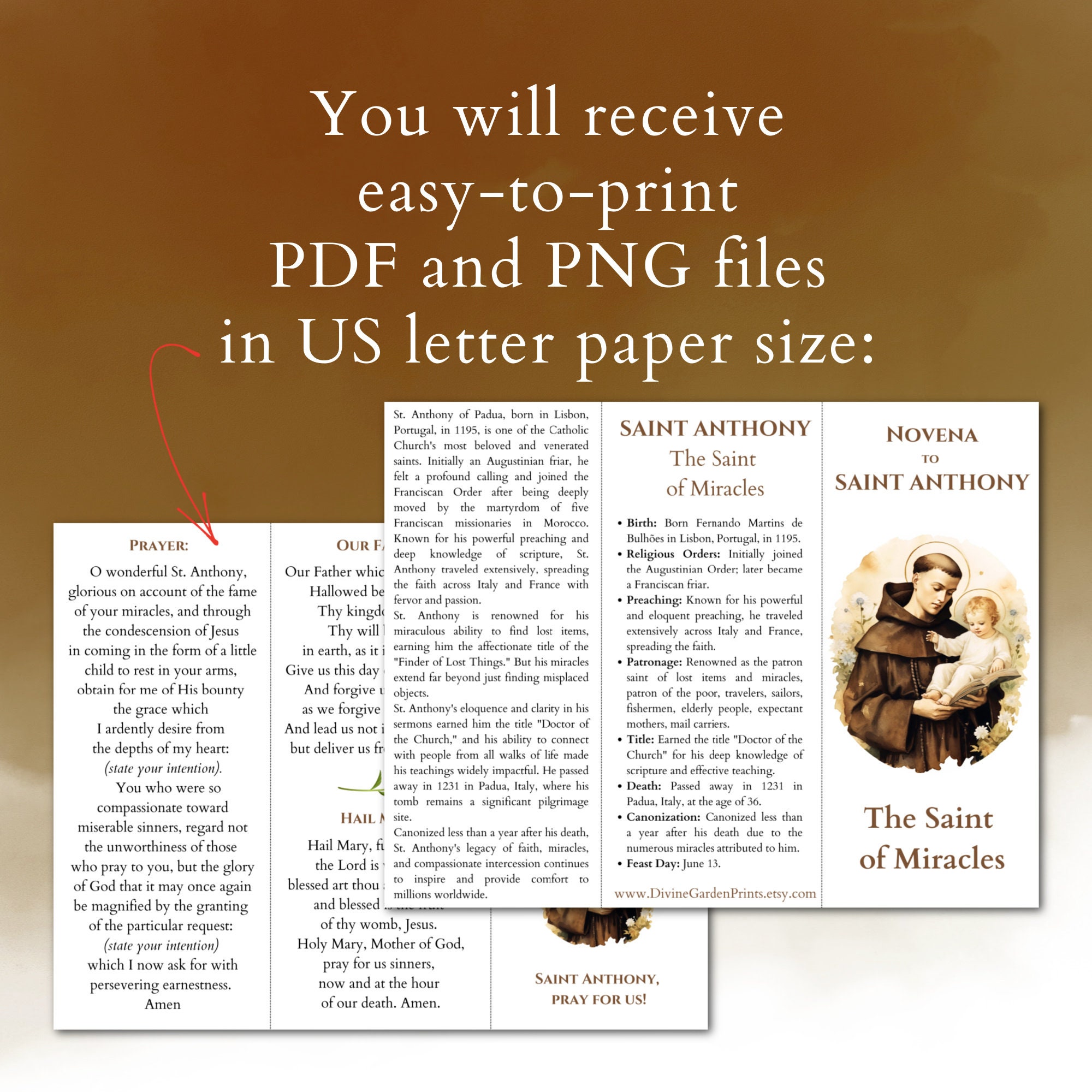 Novena to St. Anthony Printable, St. Anthony of Padua Prayer, St ...