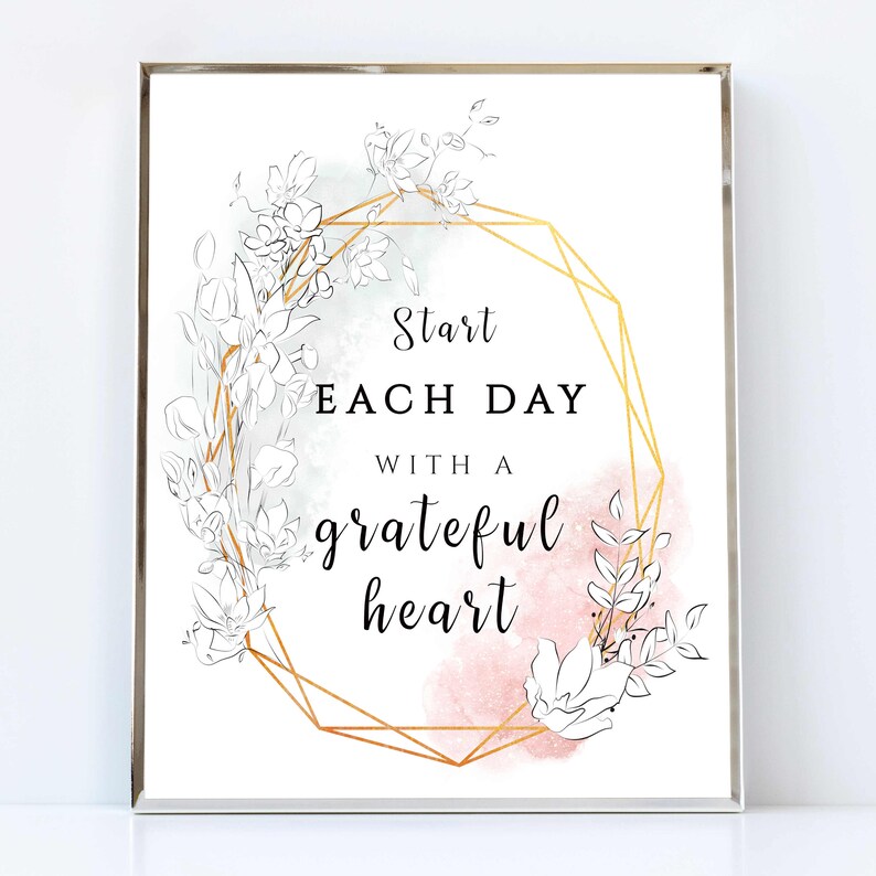 Start Each Day With a Grateful Heart Printable, GRATEFUL Wall Art ...