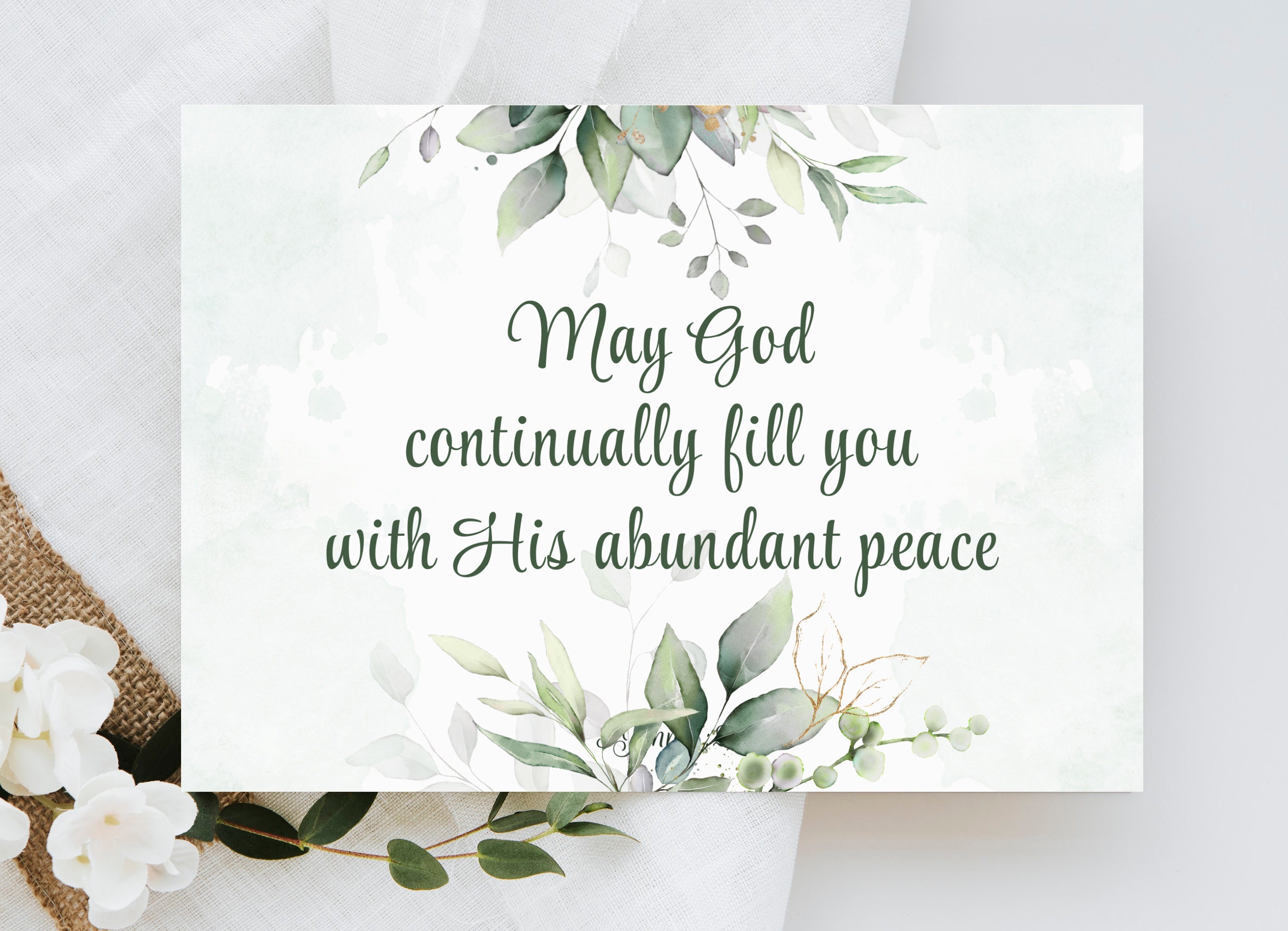 May God Fill You With His Peace Card Printable, Christian Greeting Card ...