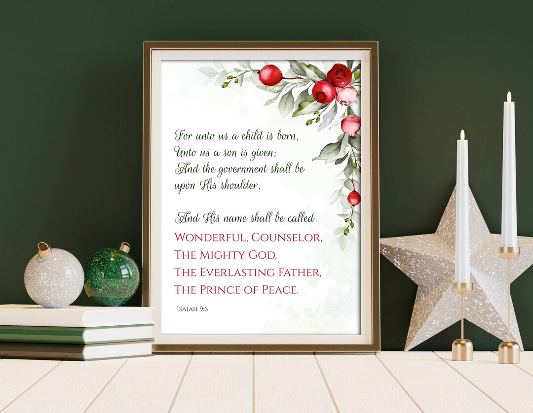 For Unto Us the Child is Born Printable, Isaiah 9:6 Wall Art Print ...